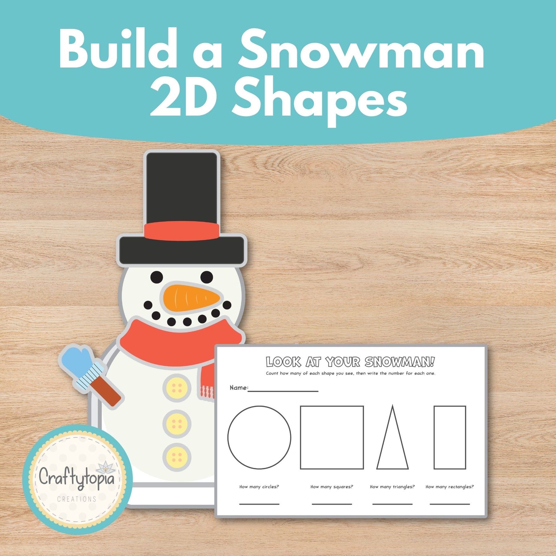 2D Shapes Snowman Craft Printable | Craftytopia – Craftytopia Creations