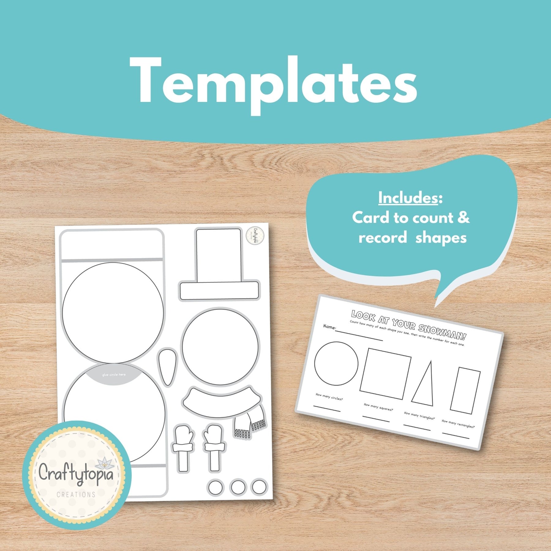 2D Shapes Snowman Craft Printable | Craftytopia – Craftytopia Creations