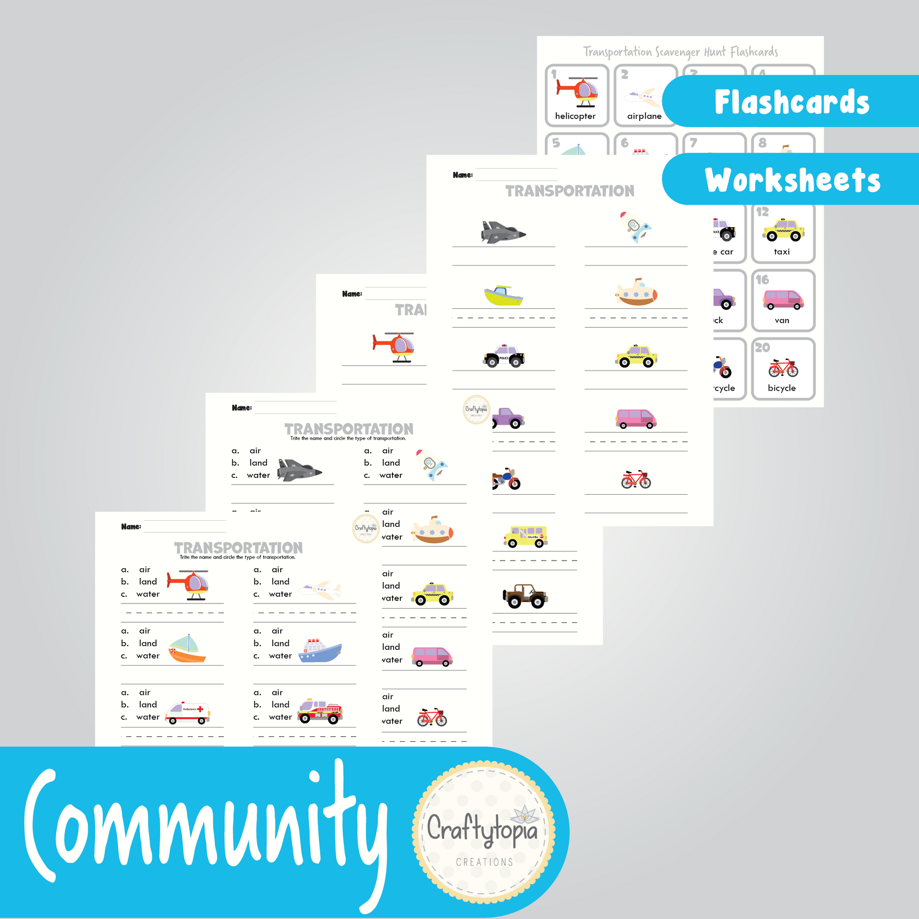 Community Transportation Flashcards and Scavenger Hunt | Printable Voc ...