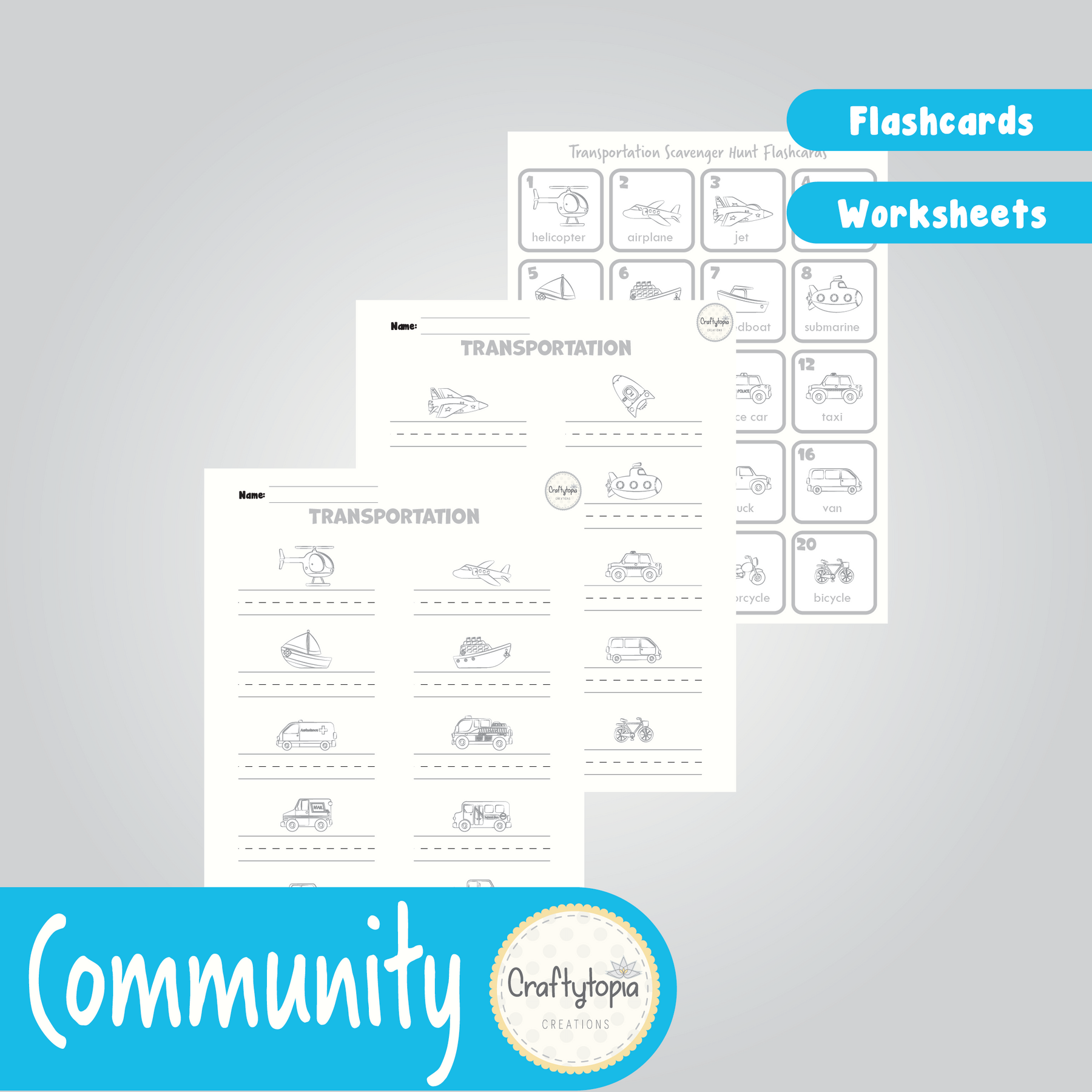 Community Transportation Flashcards and Scavenger Hunt | Printable Voc ...