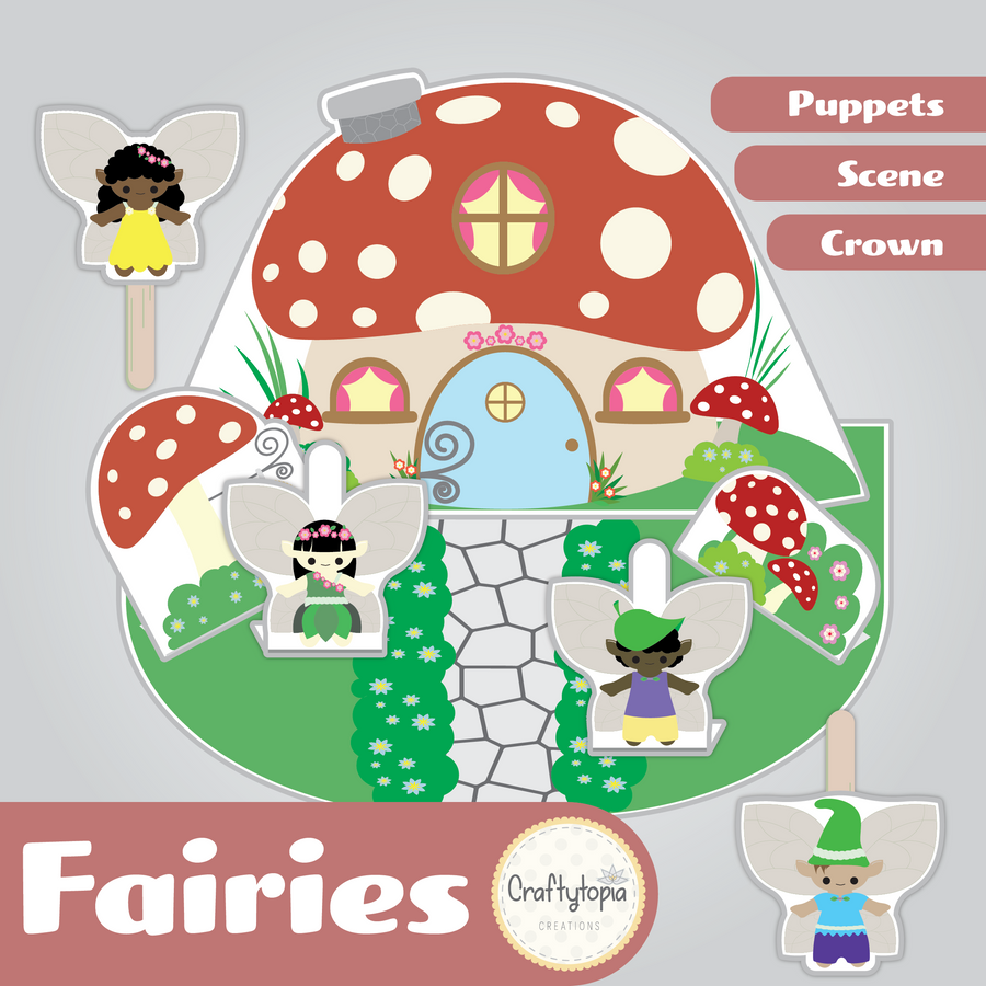 Fairy Paper Puppets 3D Scene | Crown | Kids Craft - Craftytopia ...