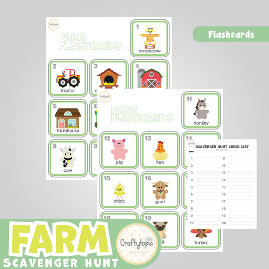 Farm Animal Flashcards and Scavenger Hunt - Craftytopia – Craftytopia ...