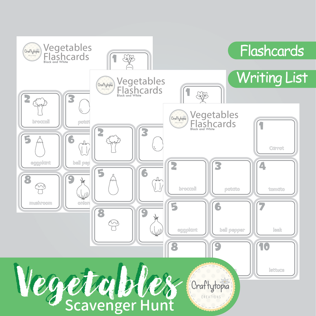 Vegetables Flashcards and Scavenger Hunt | Printable Vocabulary Game ...