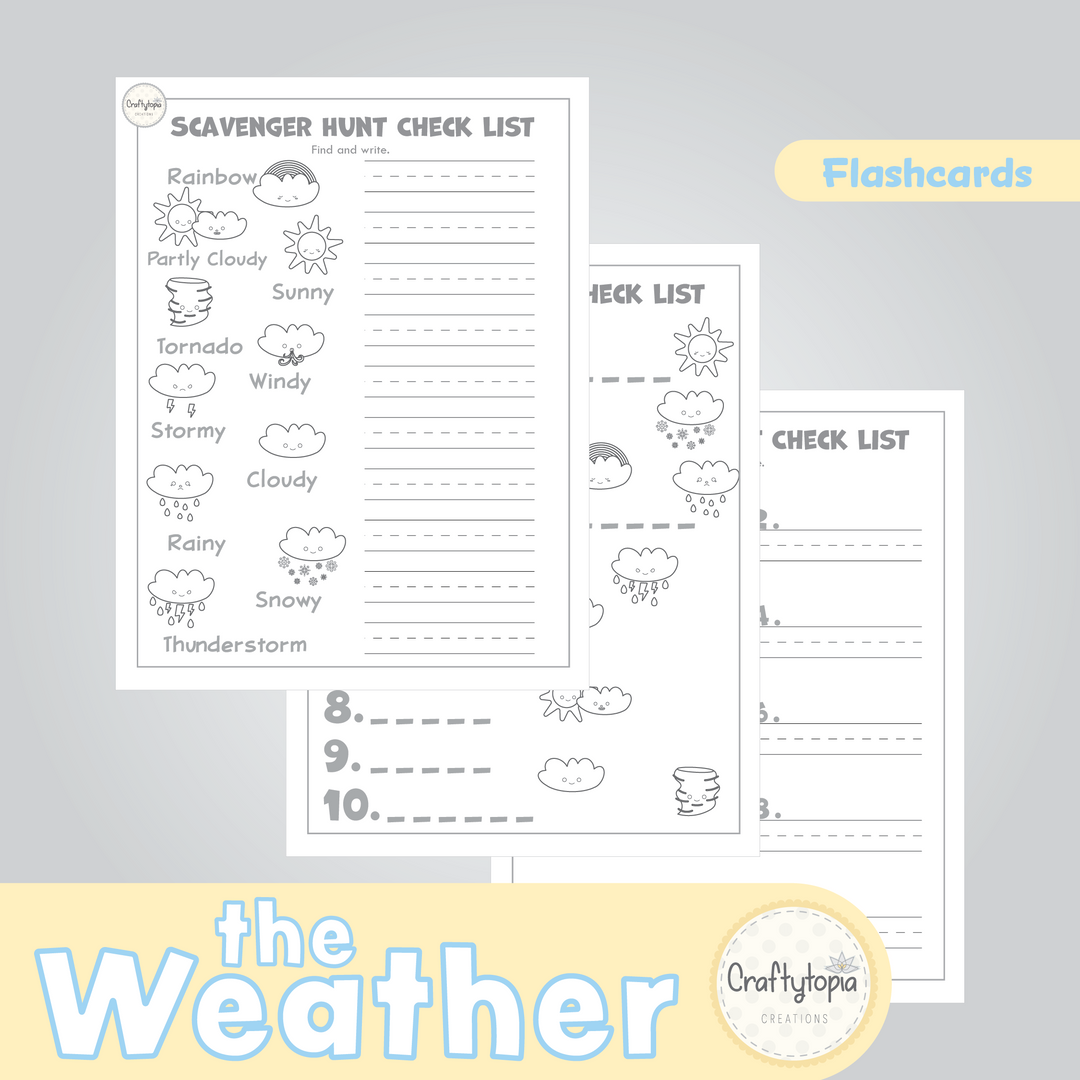 Weather Flashcards and Scavenger Hunt | Printable Vocabulary Game ...